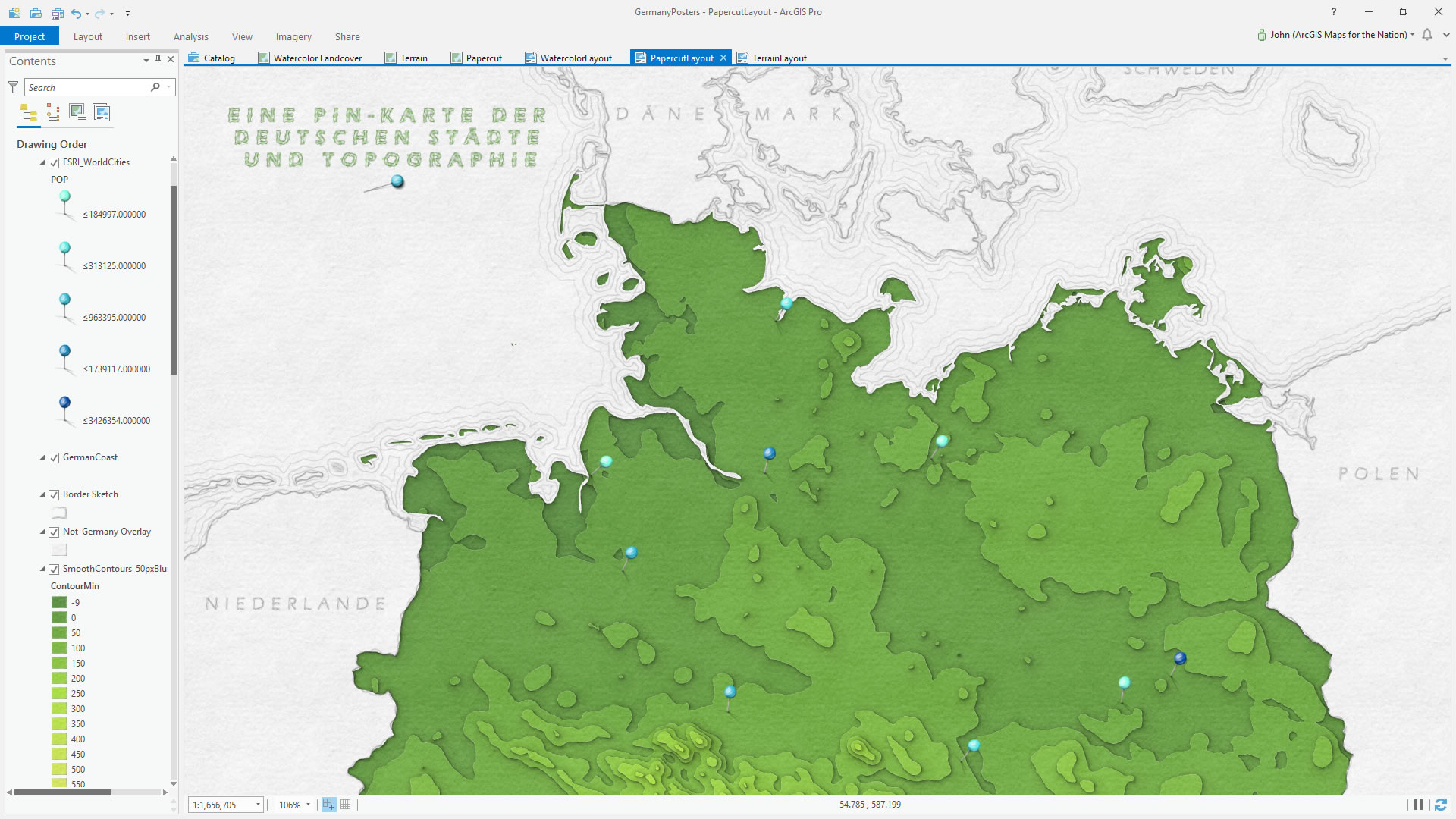 Condensed How-To: Germany Paper Cut Map – Adventures In Mapping