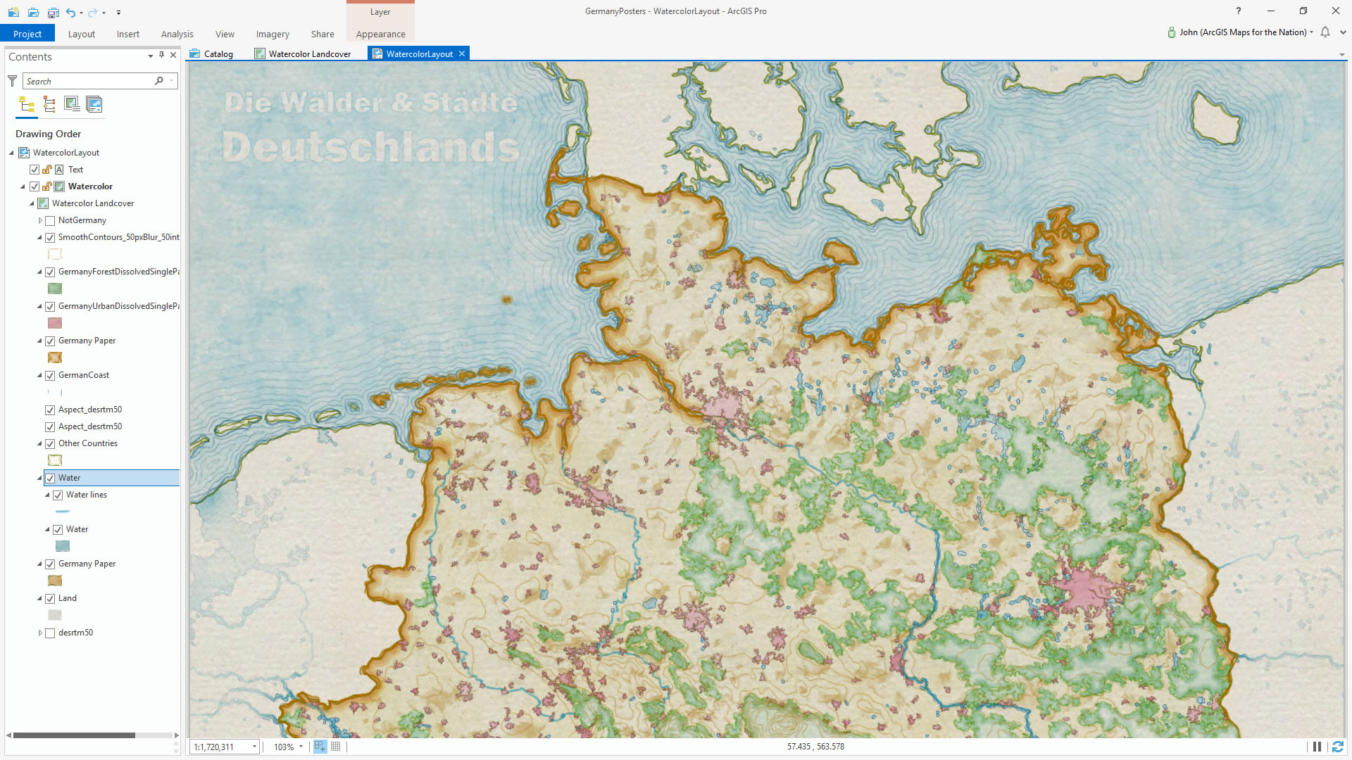Condensed How-To: Watercolor Map of Germany – Adventures In Mapping