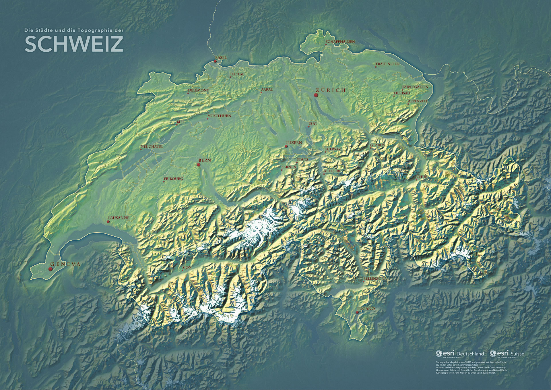Condensed How-To: Updated Imhof-Style Map of Switzerland – Adventures ...